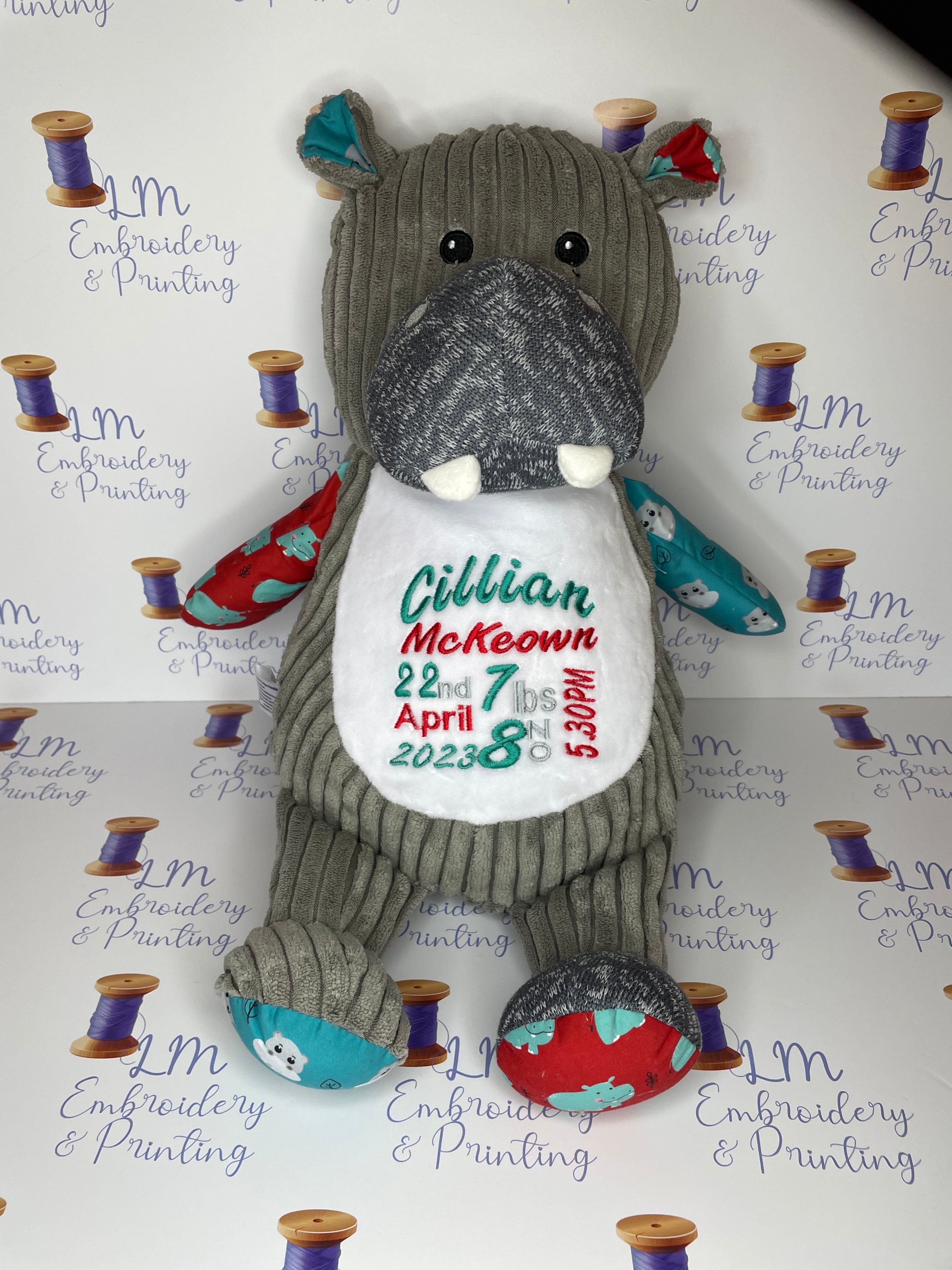 Teddy Bear Cubbie Sensory Hippo – LM Embroidery